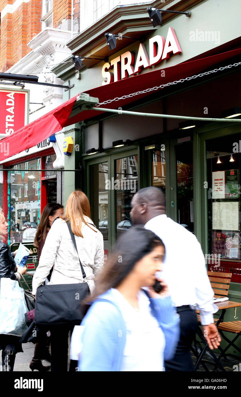 General view of a Strada restaurant on Marylebone High Street, central ...