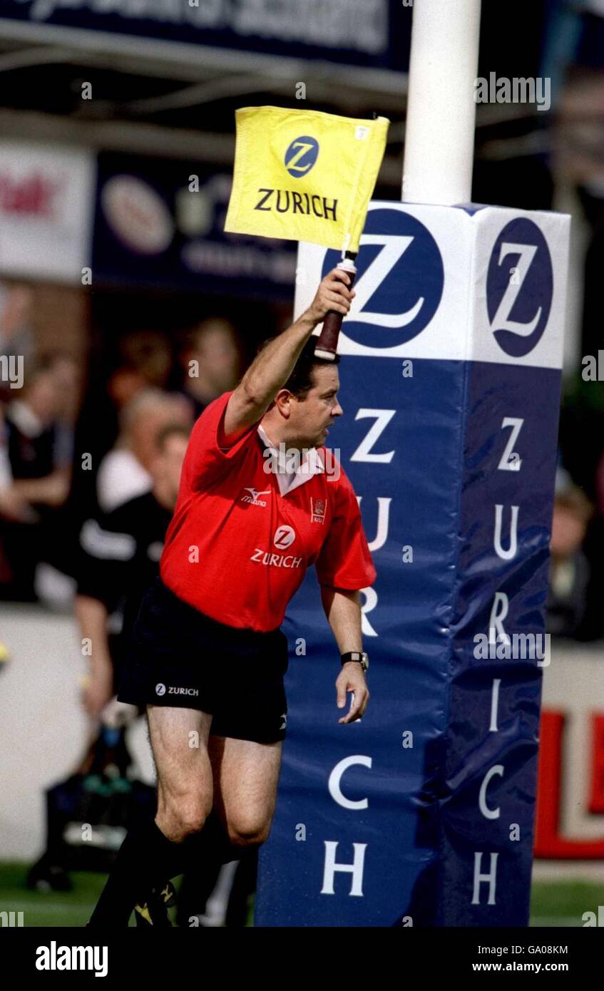 The touch judge signals a successful penalty kick hi-res stock ...