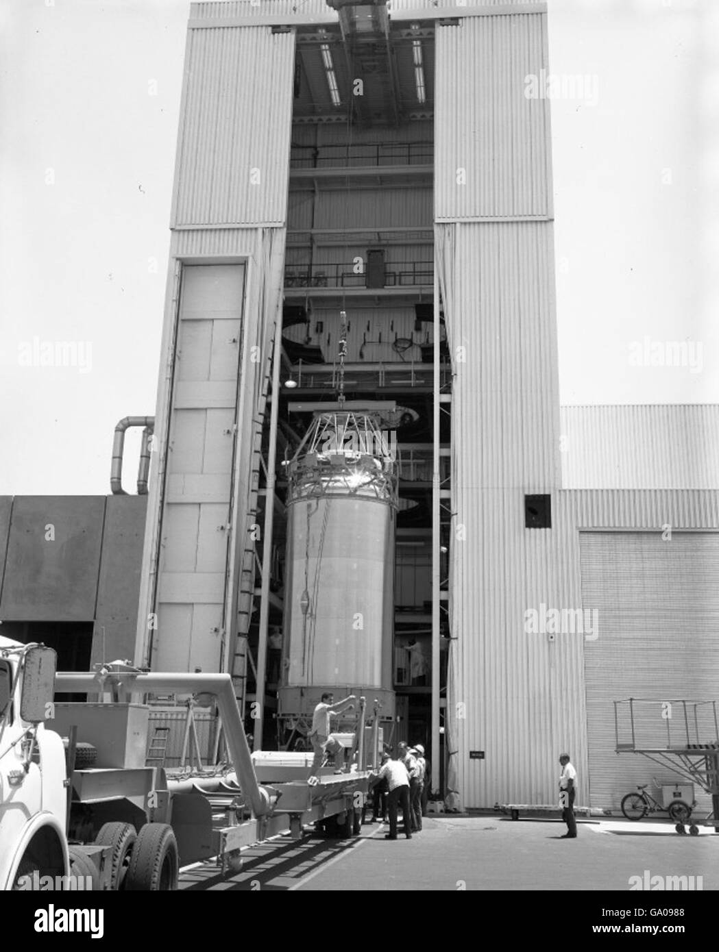 A test launch of the Atlas missile is documented in this image from the ...