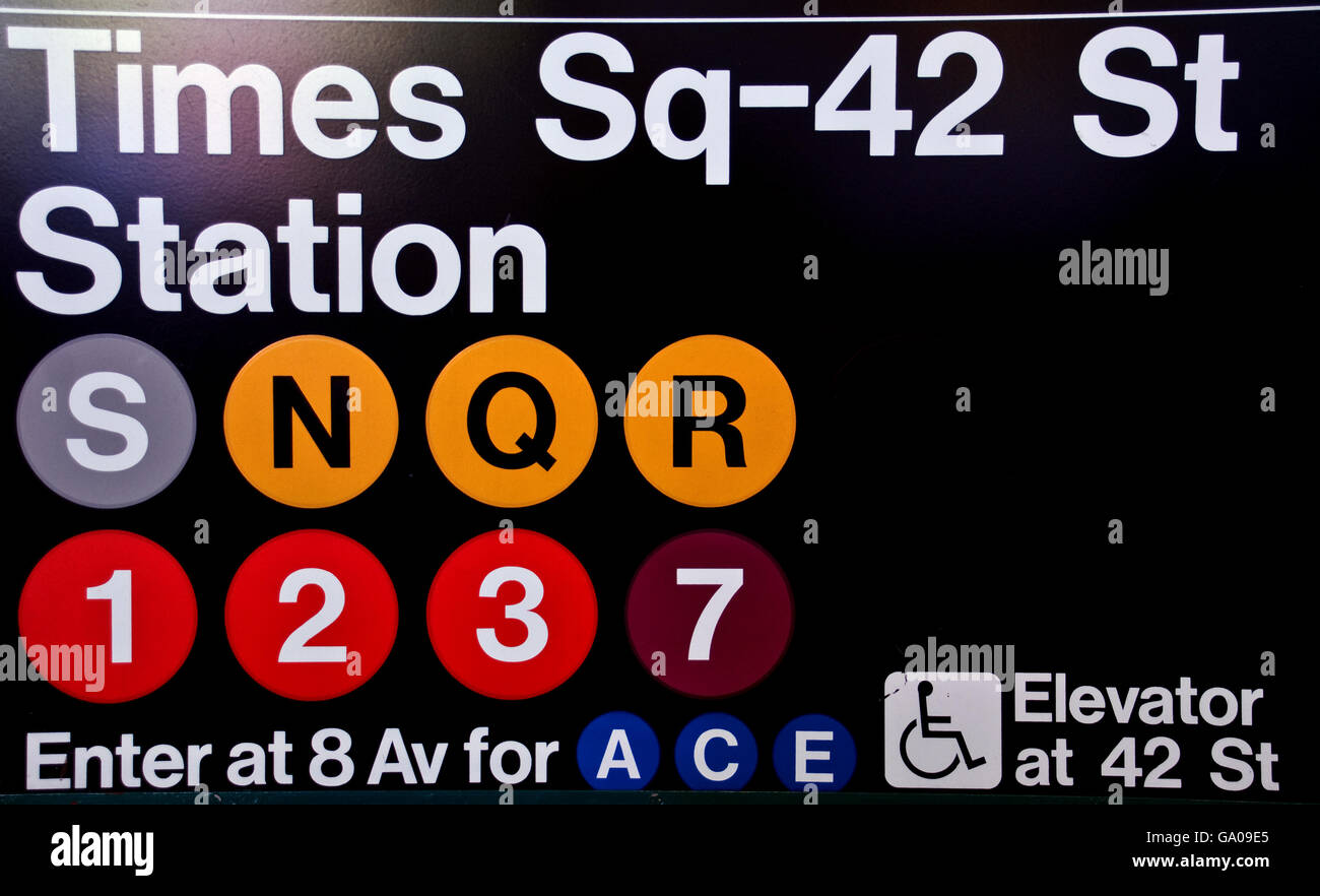 Times Square, subway metro sign, 42nd Street, New York City, New York ...