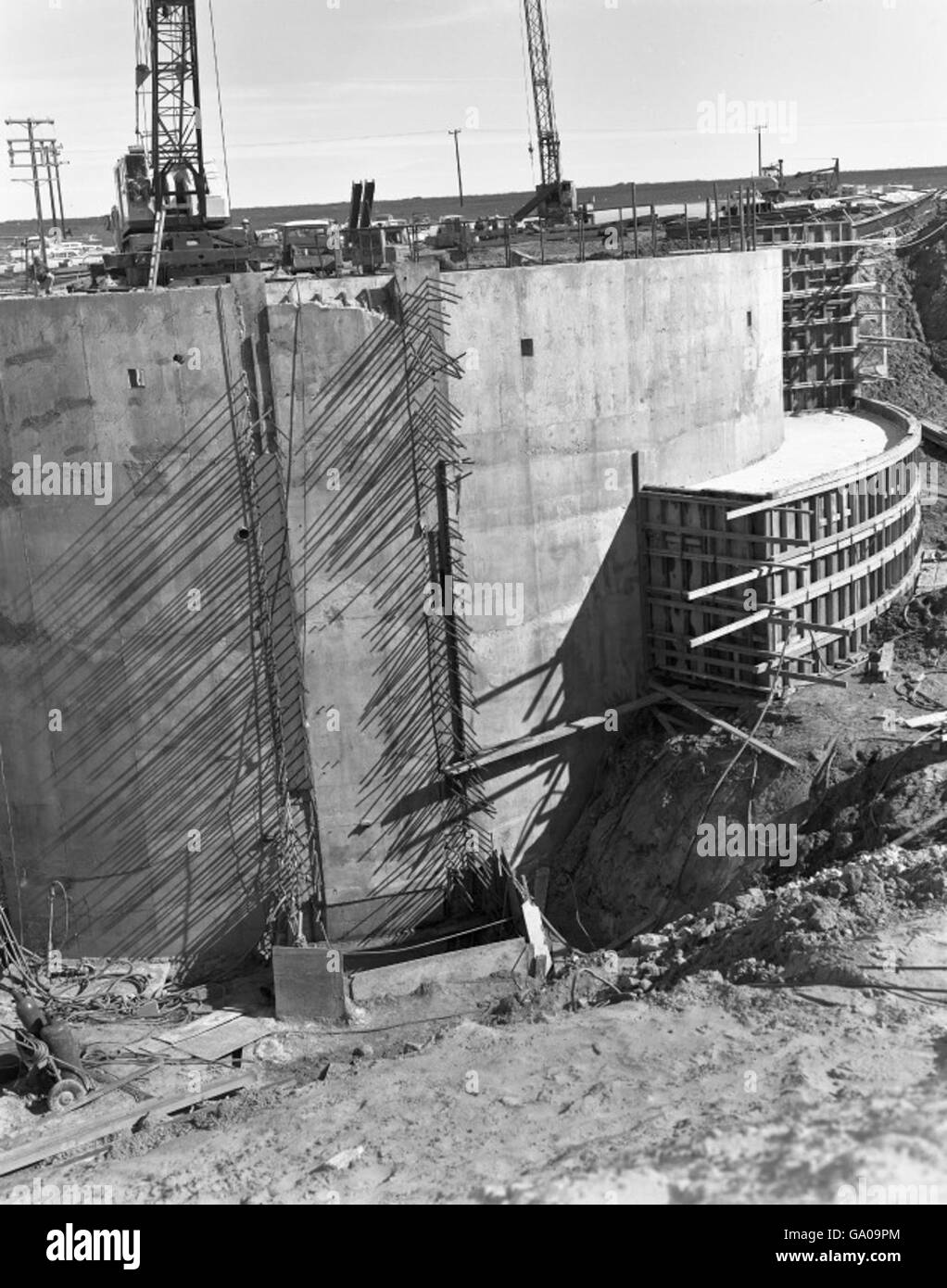 A photo of an Atlas missile launch pad being prepared for an upcoming ...
