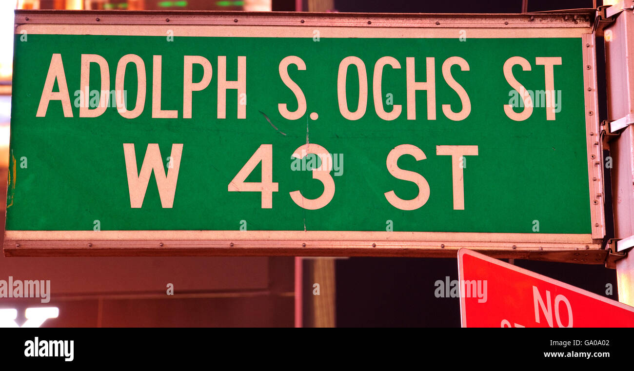 Adolph S. Ochs Street, street sign, Times Square, New York City, New ...