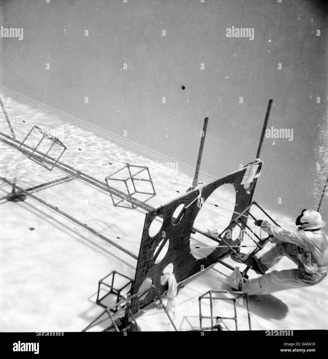 A close-up of the Atlas missile during pre-launch operations at Cape ...