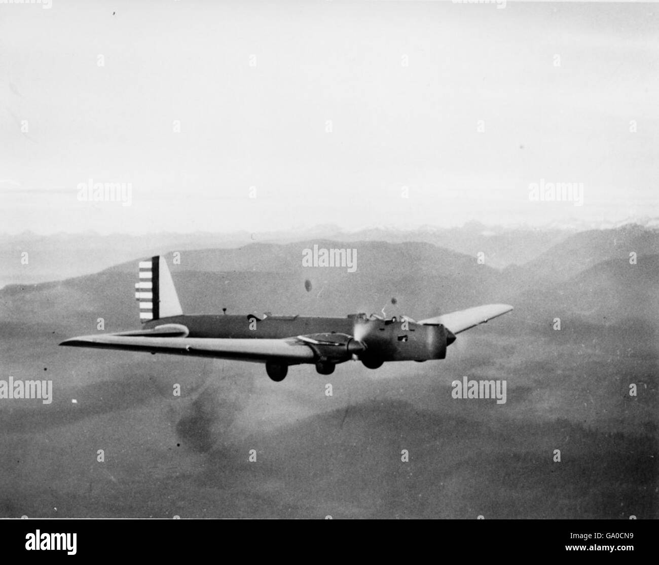 A 1940s U.S. Air Force fighter aircraft captured in flight, from the ...
