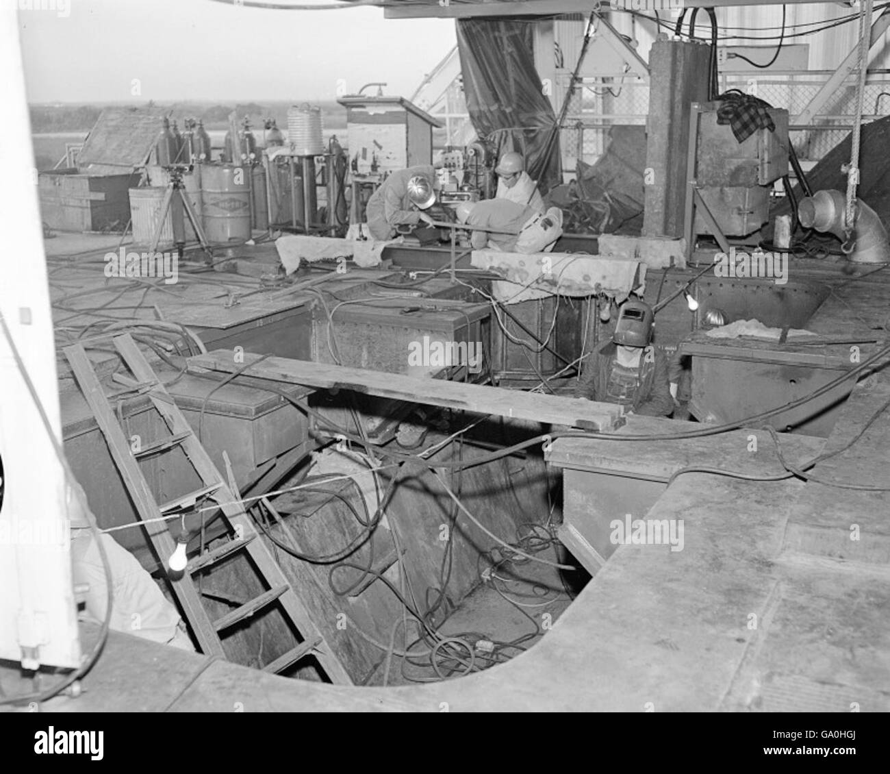 GD Astronautics Atlas missile test showing a close-up of the missile ...