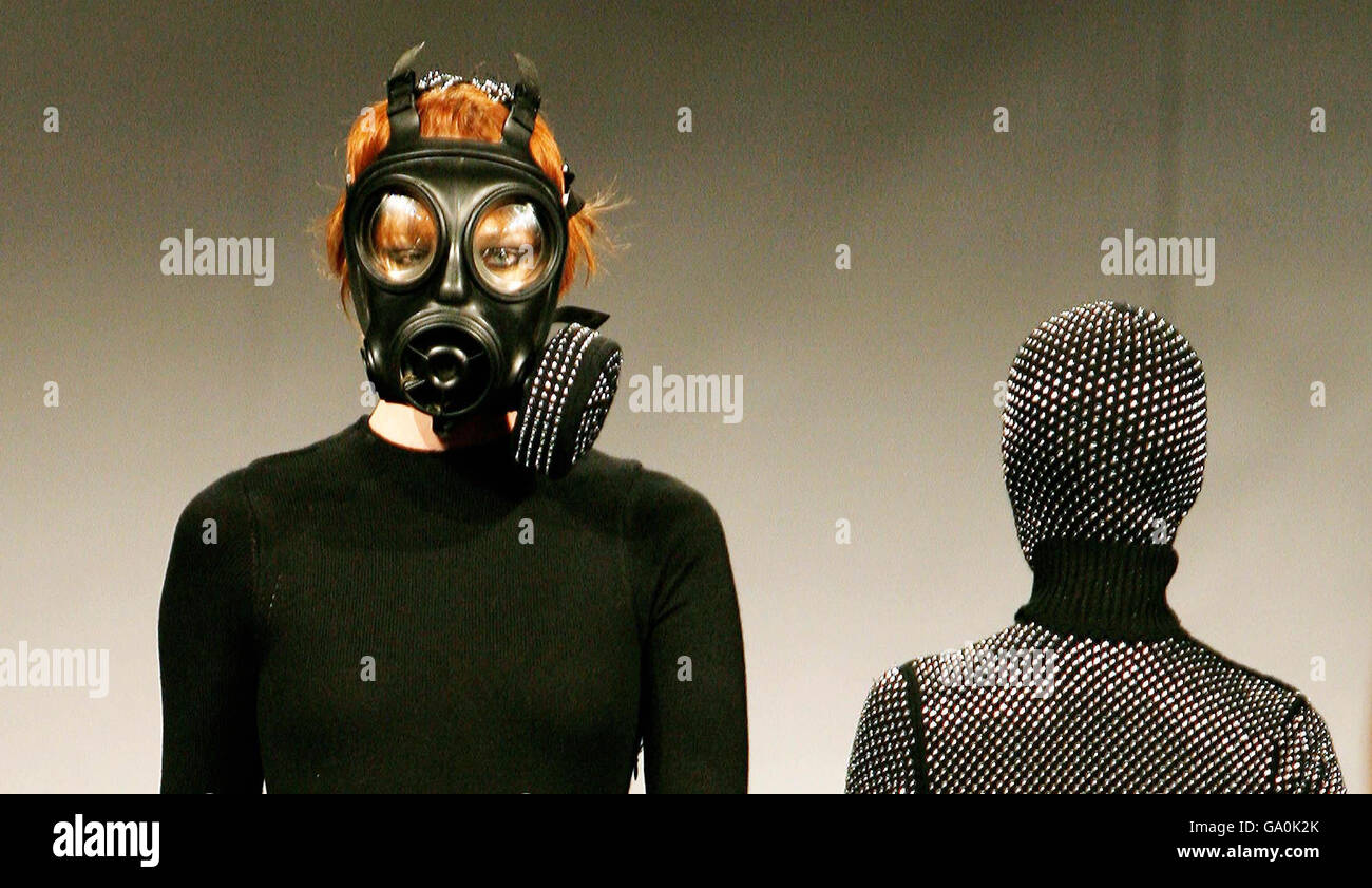 A model wears a gas mask during Nottingham Trent University's Adam ...