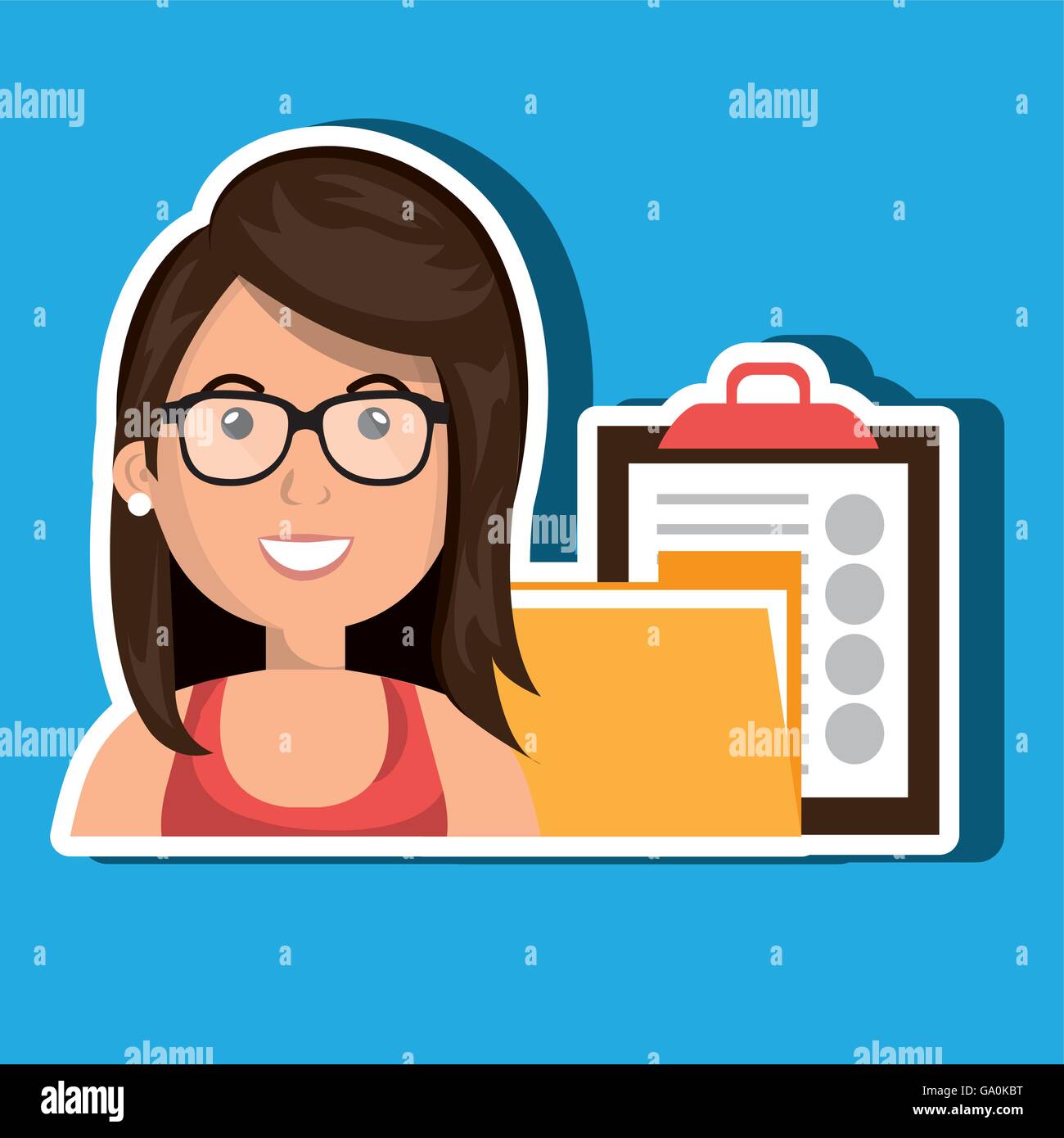 Woman With Folder And Clipboard Isolated Icon Design Stock Vector Image