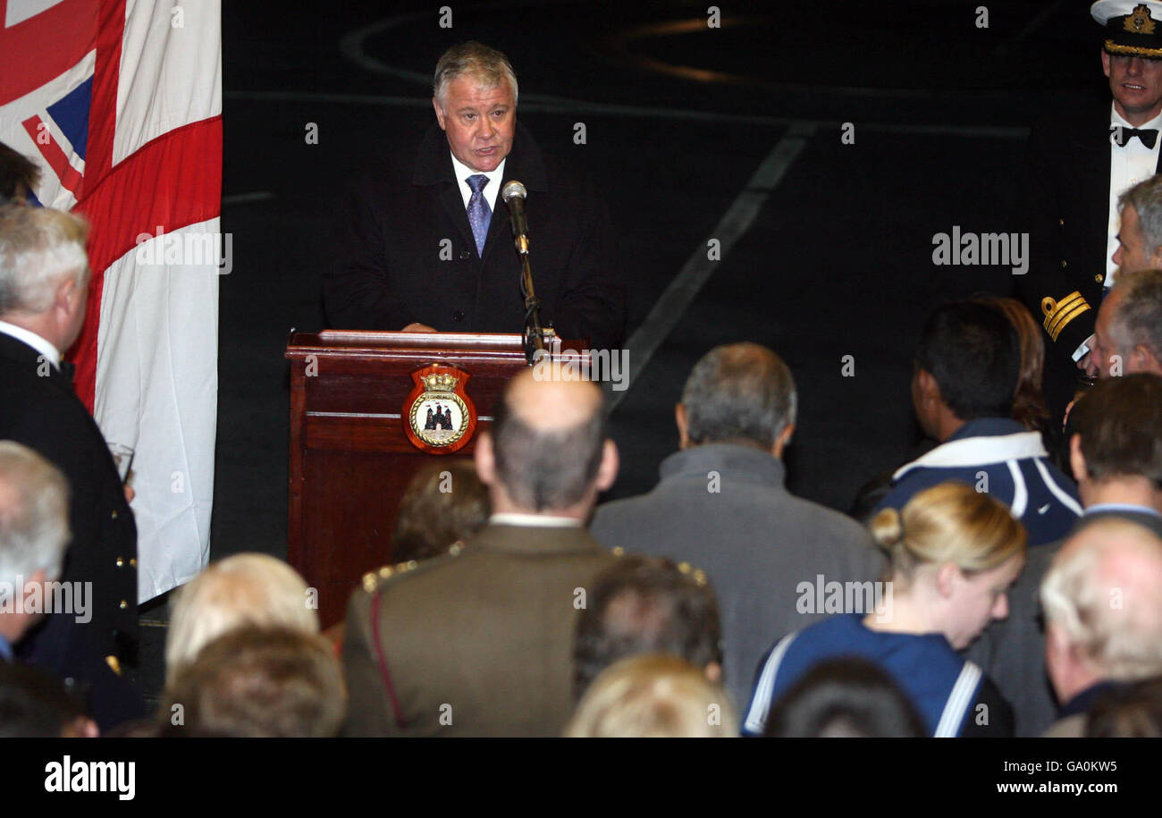 Adam Ingram, the Minister for Armed Forces, delivers a speech to people ...