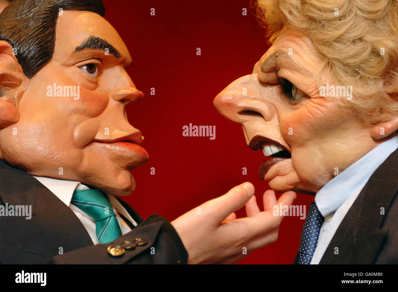 Puppets of Chancellor of the Exchequer Gordon Brown (left) and former ...