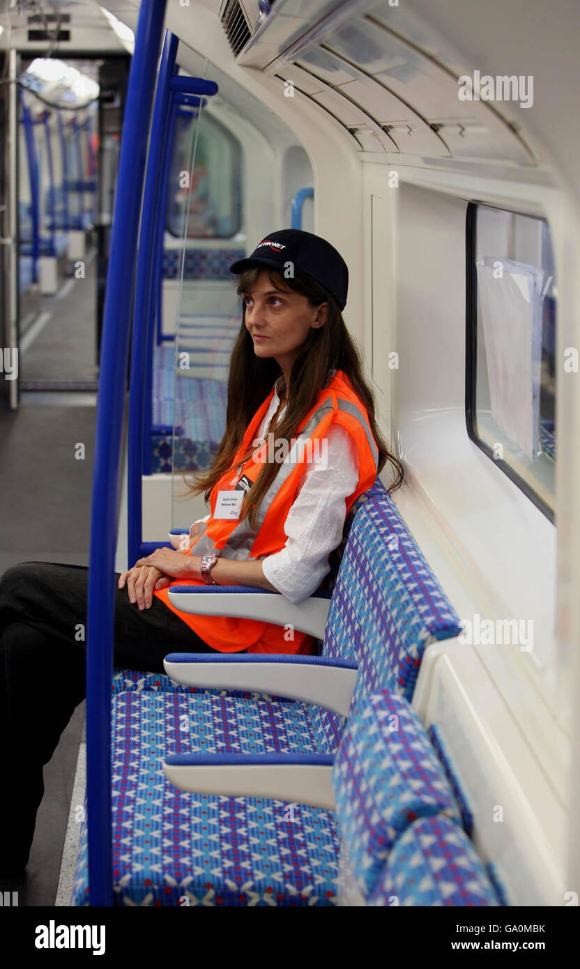 Metronet engineer Jackie Grace sits on a newly unveiled Victoria line ...