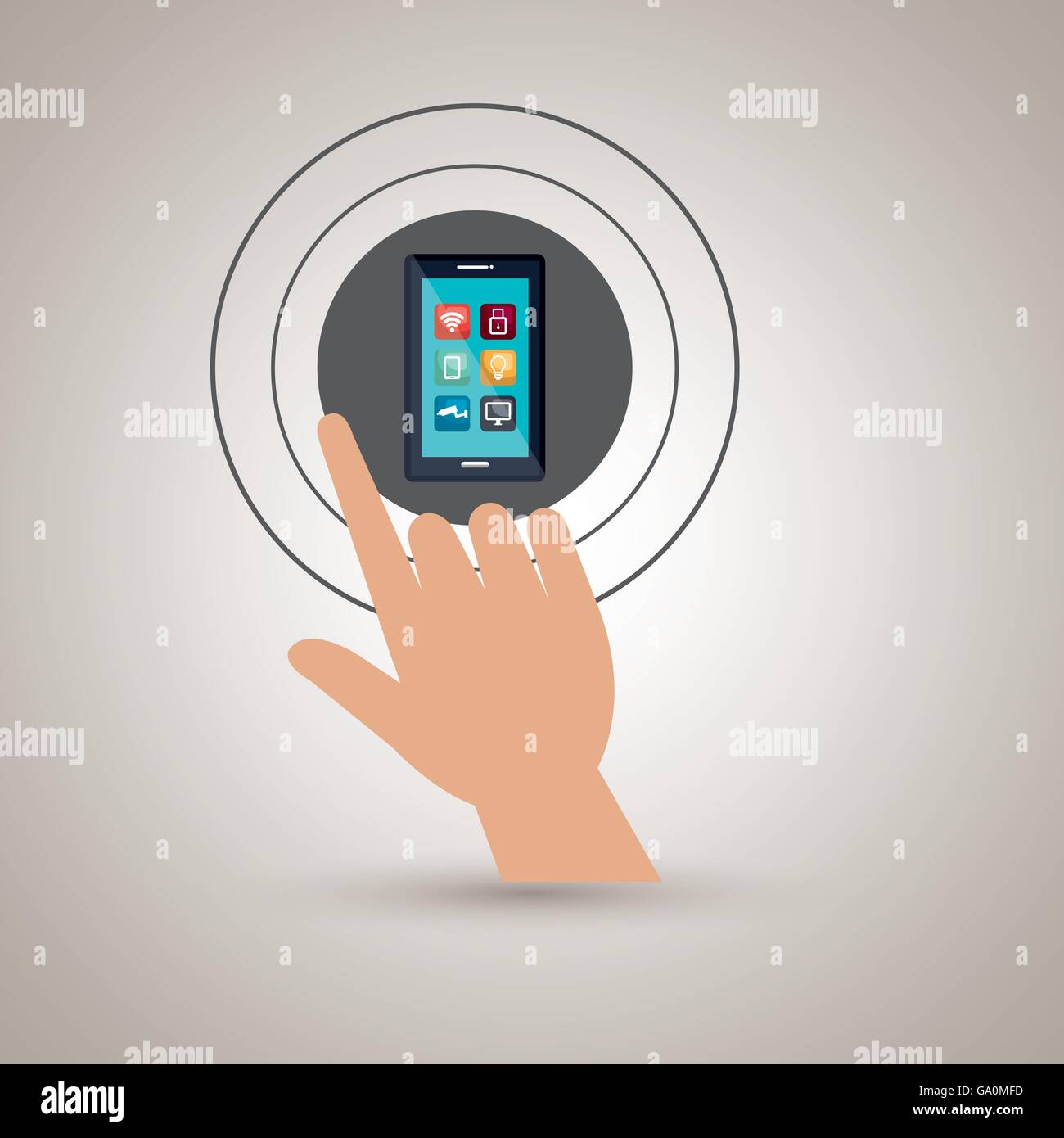 human hand selecting smartphone menu Stock Vector Image & Art - Alamy