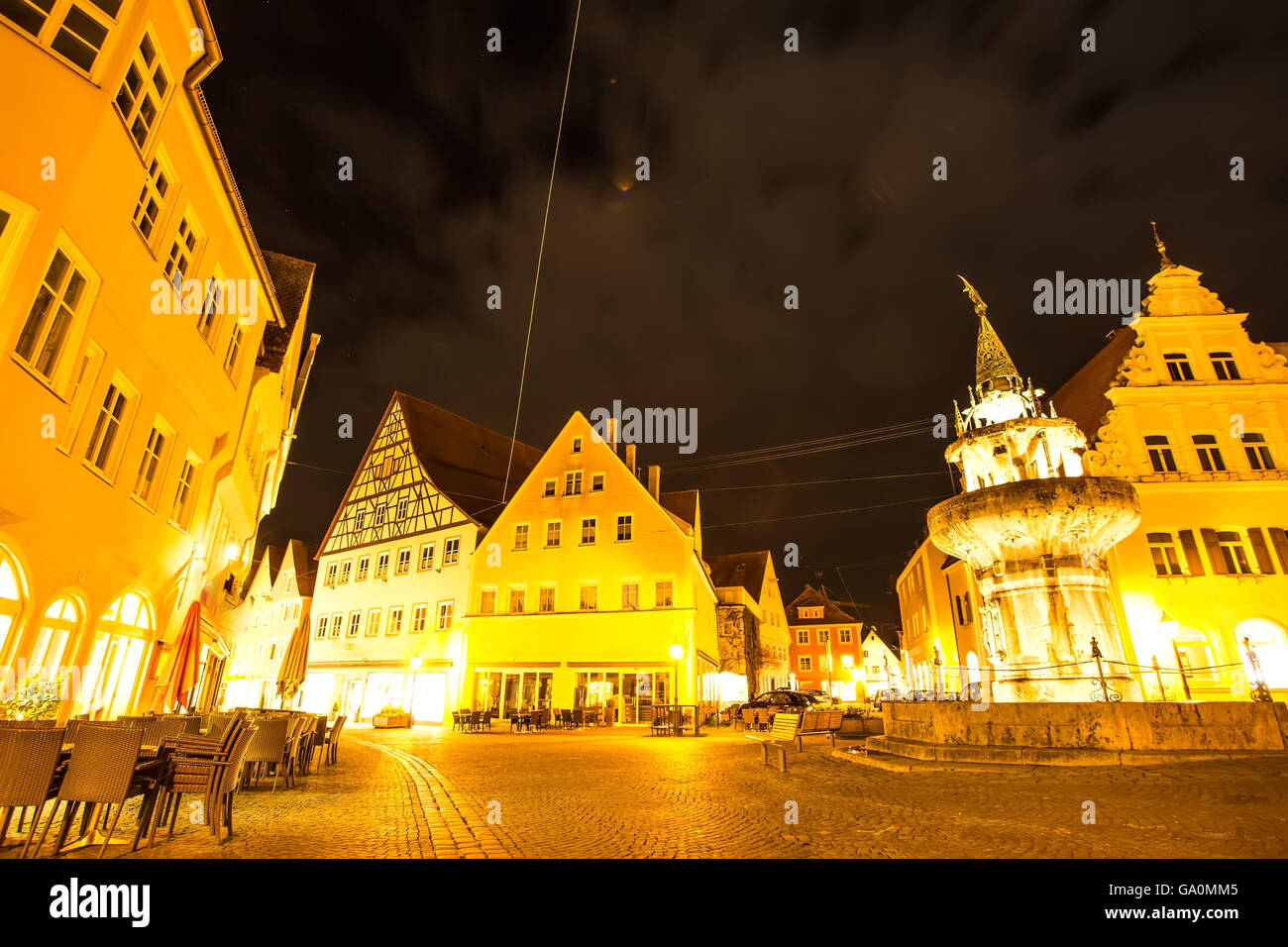 The town of Noerdlingen in Bavaria, Germany at night Stock Photo - Alamy
