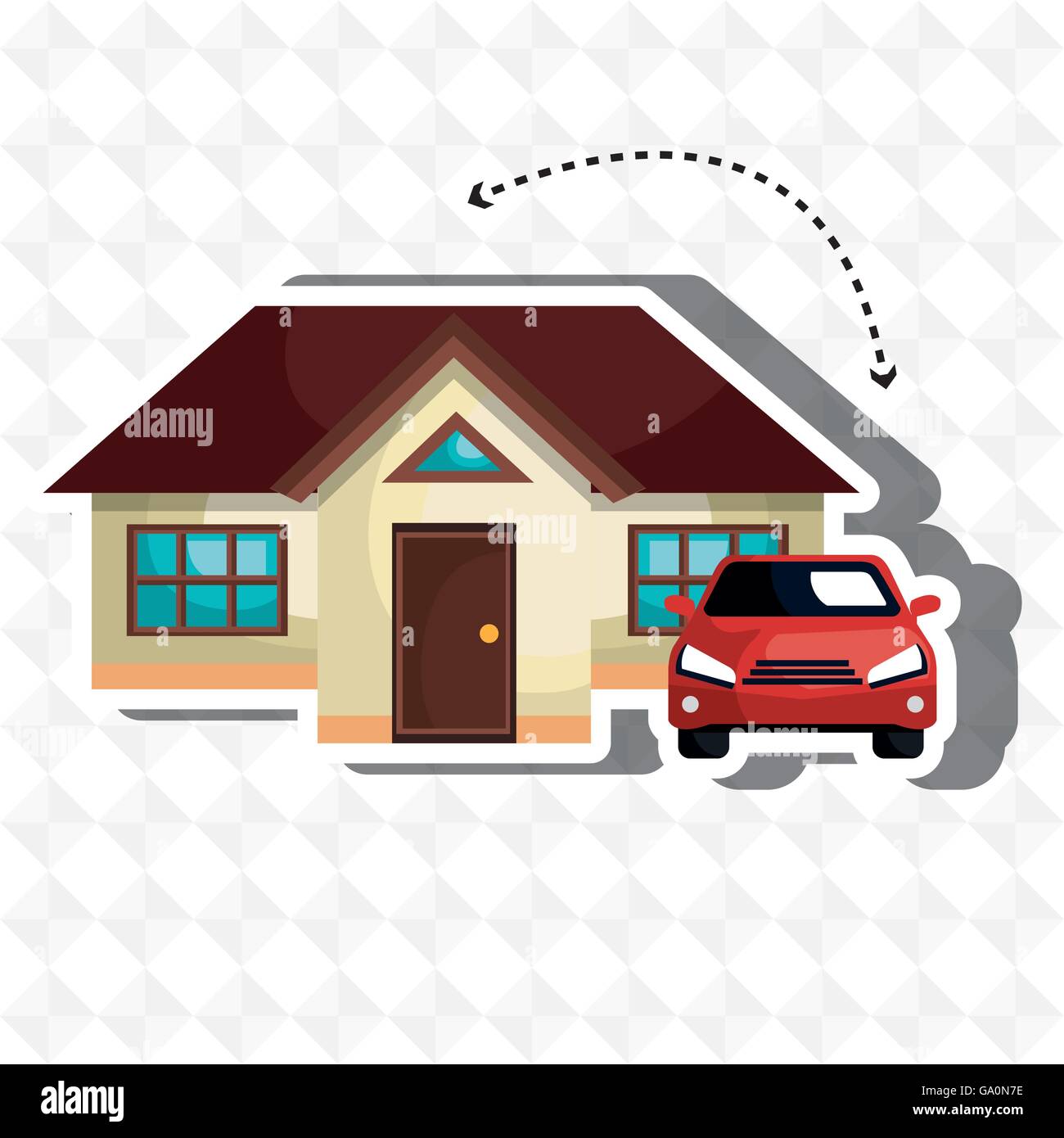 house with car in the garage isolated icon design Stock Vector Image ...