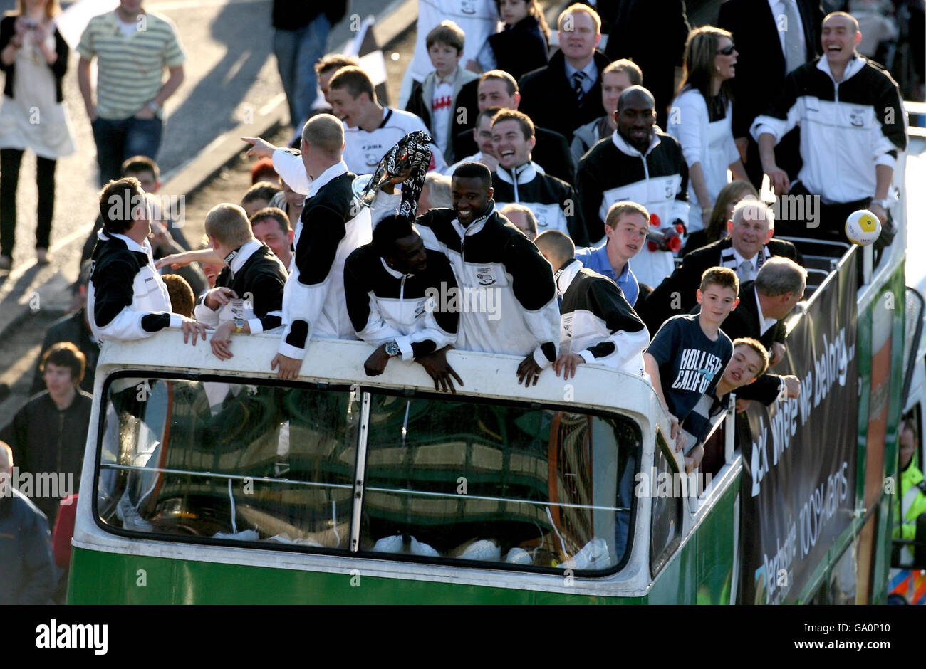 Soccer - Derby County Open-Top Bus Tour - Derby. Derby County players ...