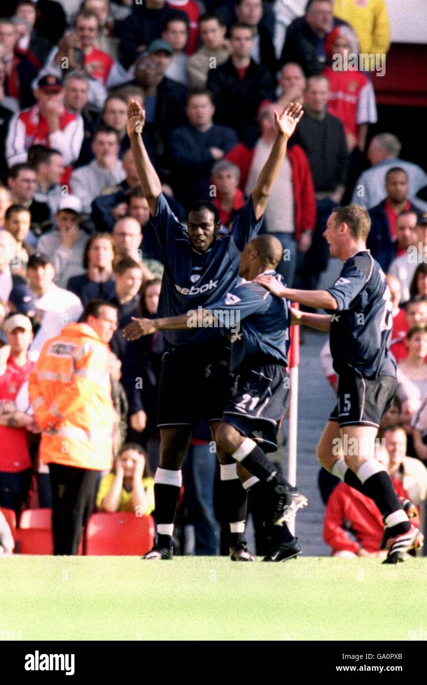 Bolton's Michael Ricketts celebrates scoring the equalizing goal ...