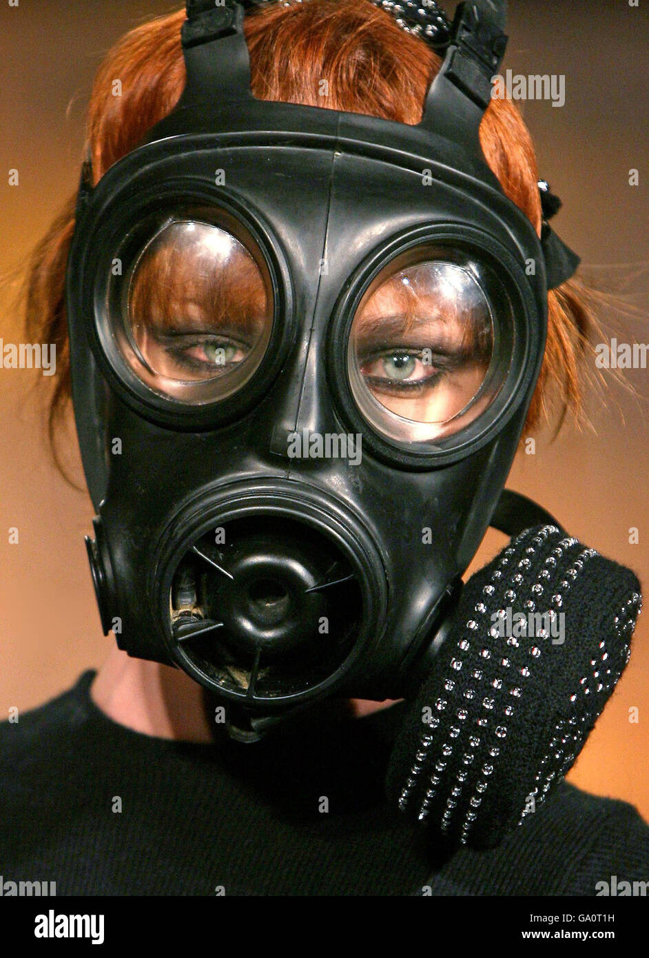STANDALONE PHOTO A model wears a gas mask during Nottingham Trent ...