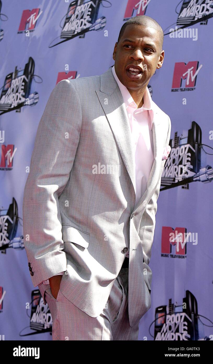 Jay z arrives mtv movie awards gibson amphitheatre hi-res stock ...
