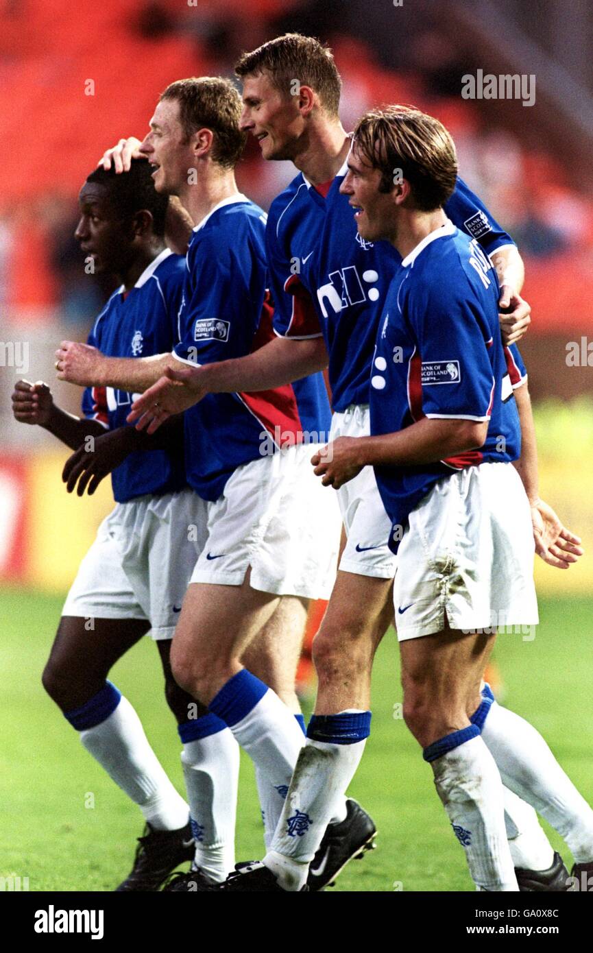 (L-R) Rangers' Russell Latapy, Craig Moore, Tore Andre Flo and Fernando ...