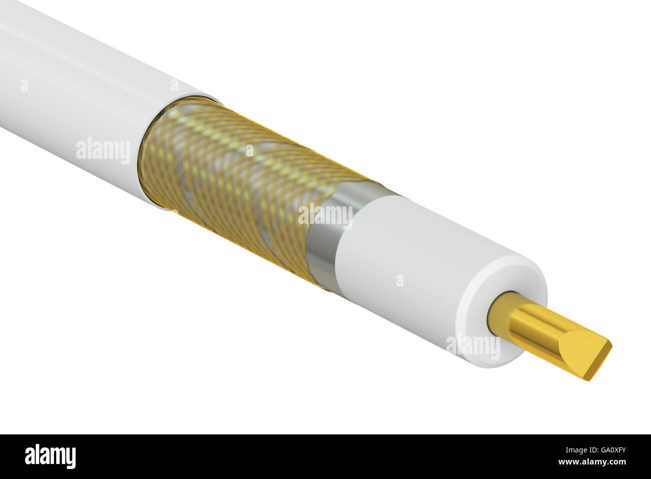 Coaxial cable cutaway, 3D rendering isolated on white background Stock ...