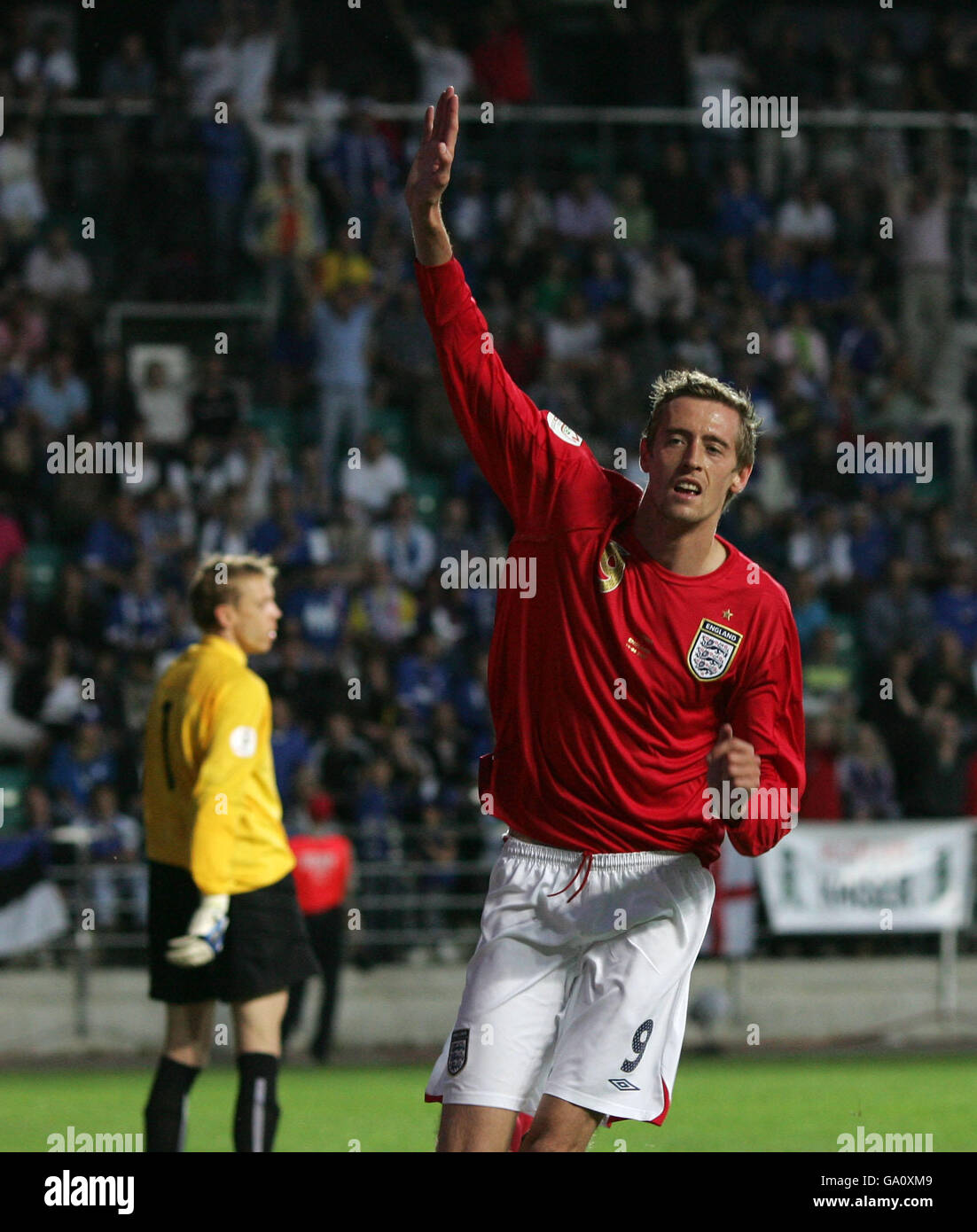 England's Peter Crouch celebrates scoring the second goal Stock Photo ...