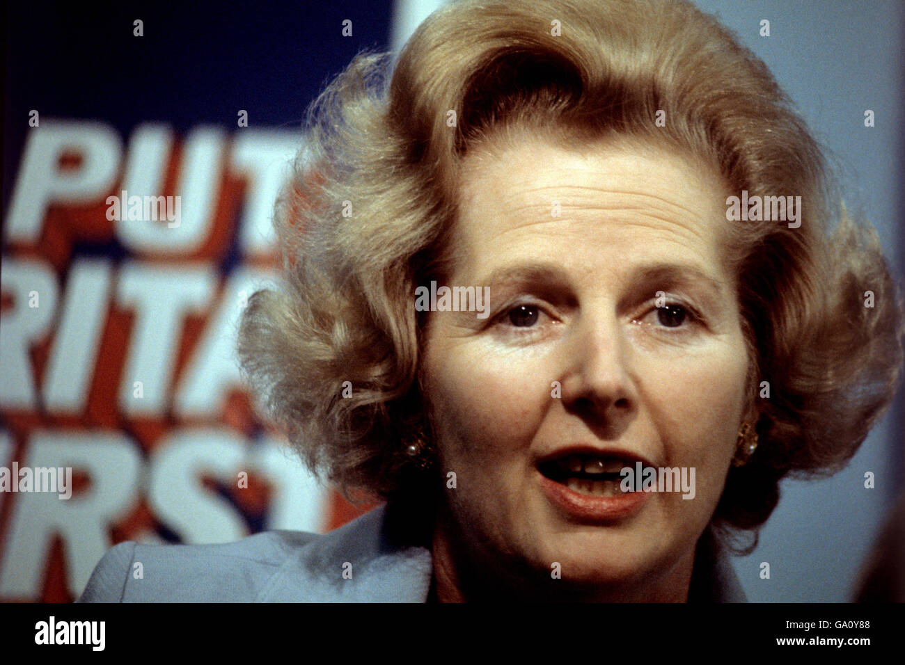 Head shot mouth open thatcherscans margaretthatcher hi-res stock ...