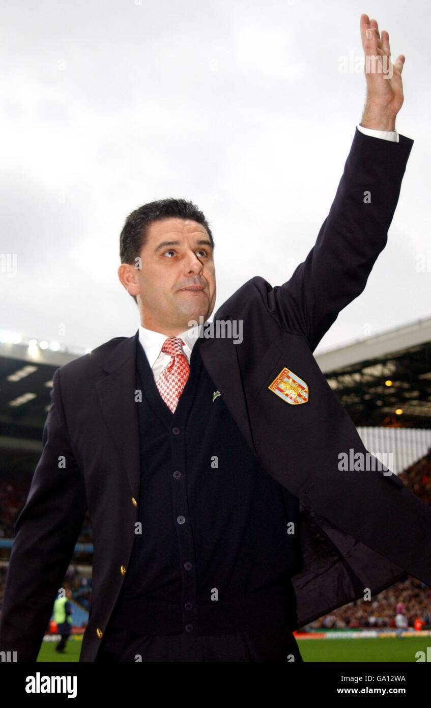 Aston Villa's John Gregory, manager of the month, waves to the crowd ...
