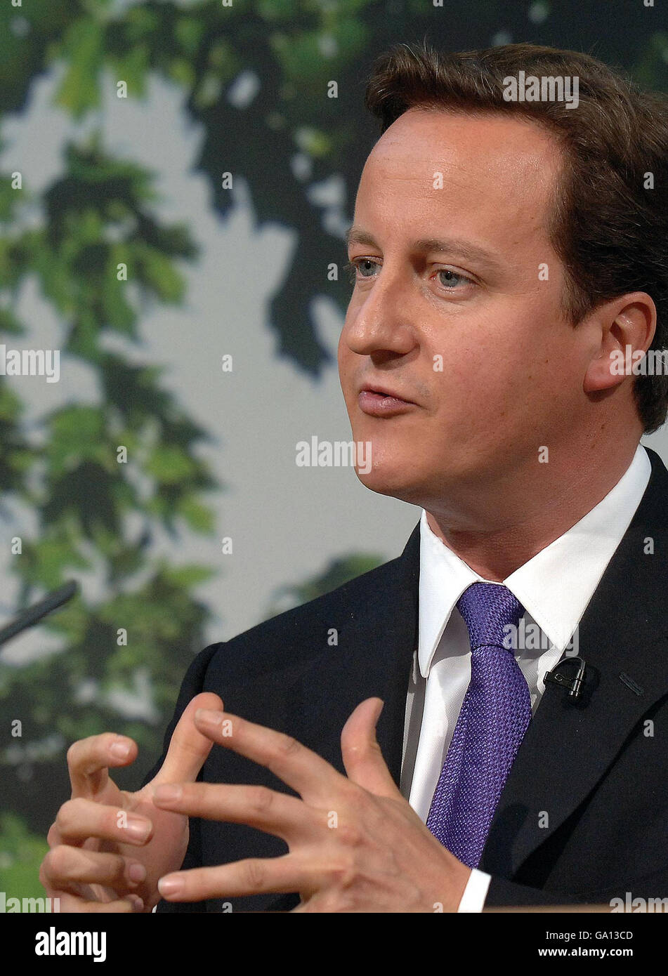 Conservative Party leader David Cameron addresses party members, in ...