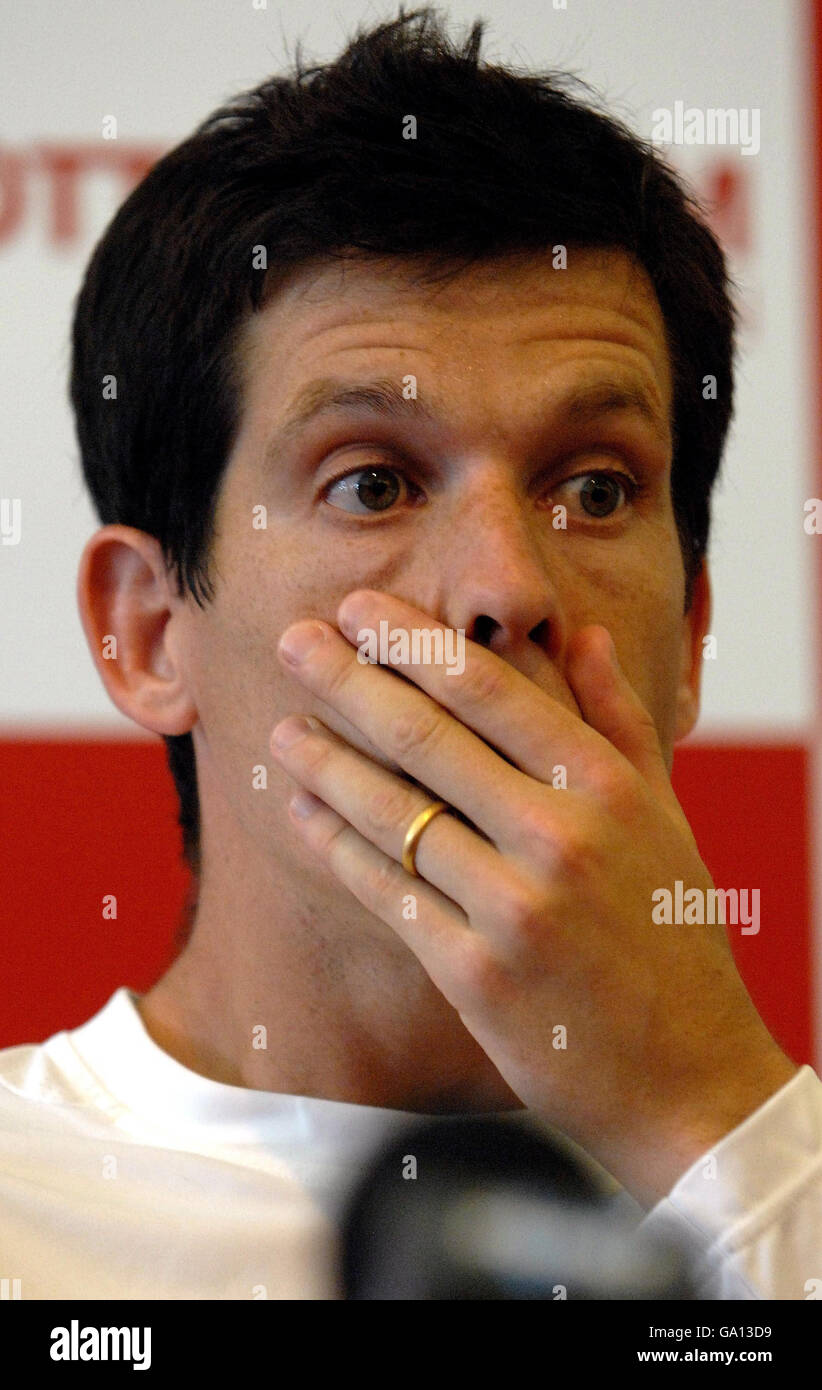 Great Britain's Tim Henman talks to the media during The Nottingham ...