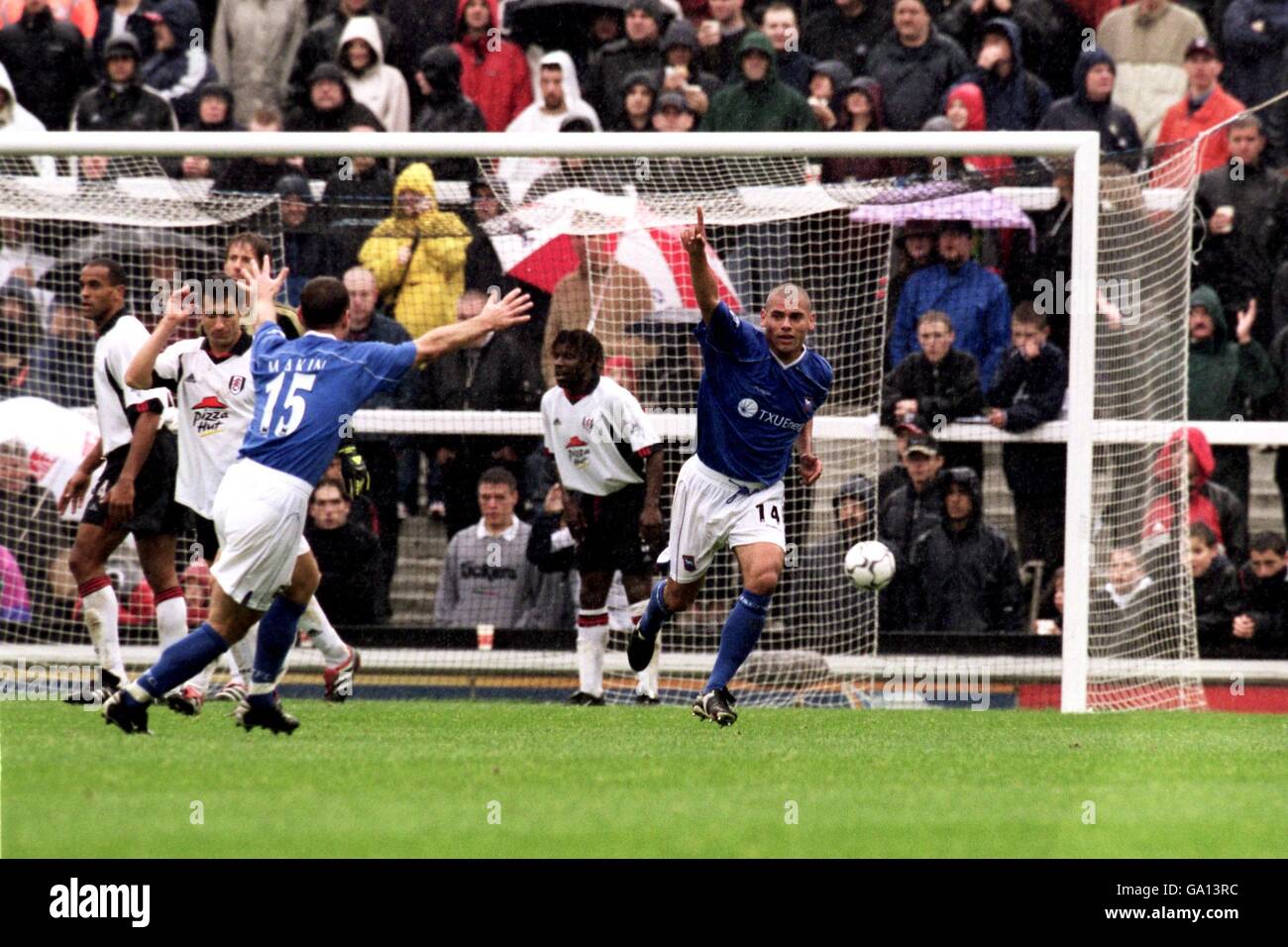 Ipswich Town's Jermaine Wright celebrates scoring their equalising goal ...
