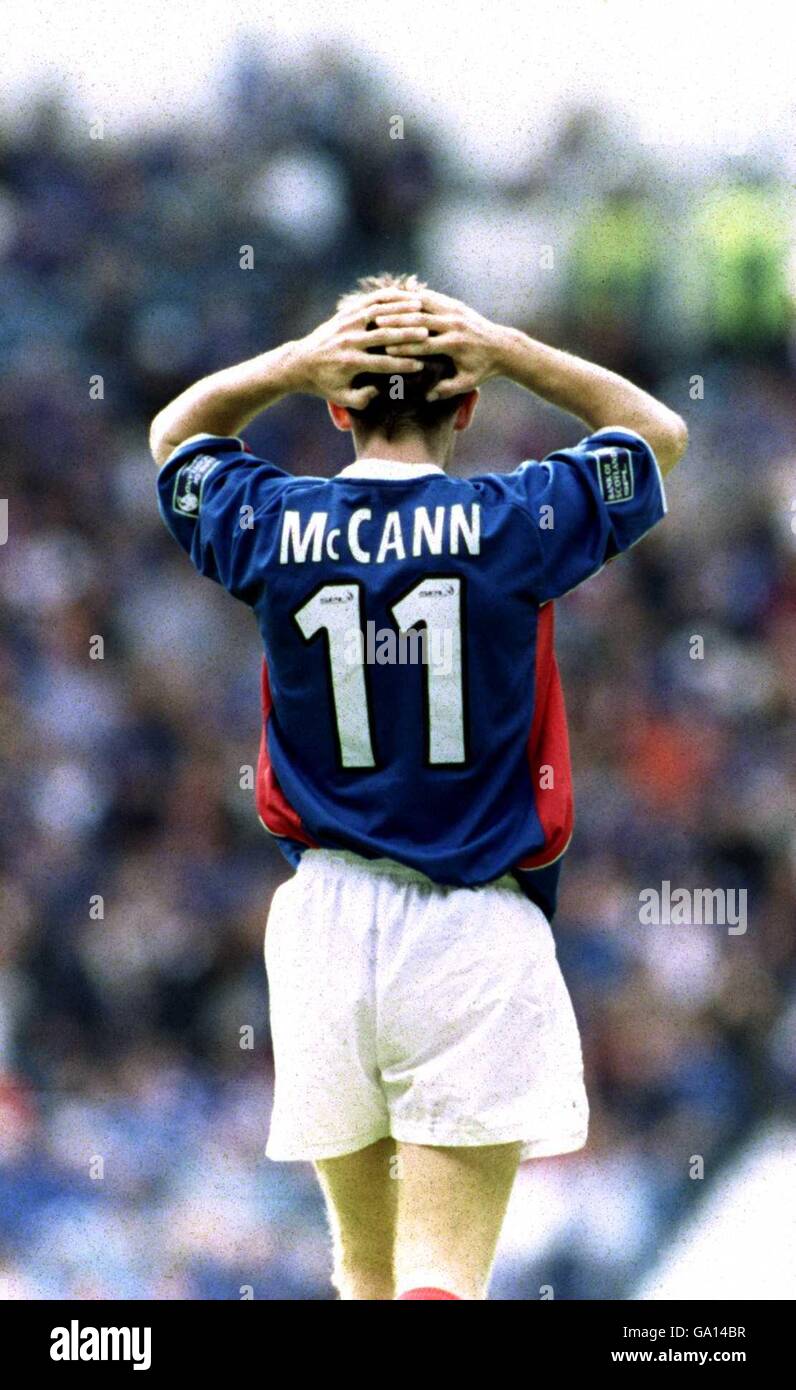 Rangers' Neil McCann puts his hands on his head after missing a chance ...