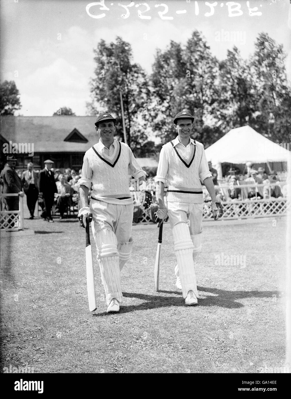 (L-R) Yorkshire's Len Hutton and Frank Lowson walk out to open the ...