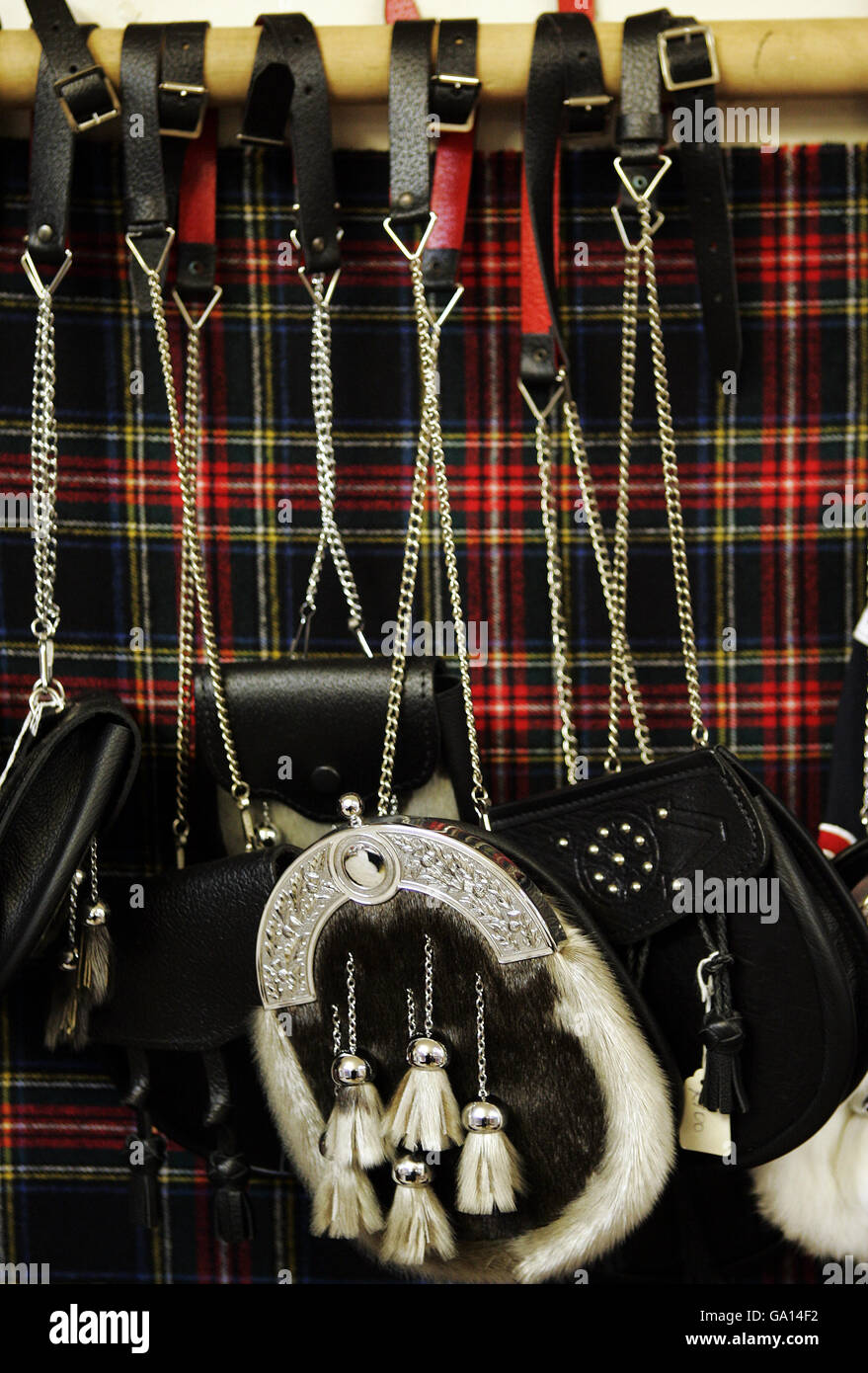 Scottish Souvenirs on display at a Scottish shop in Stirling Stock ...