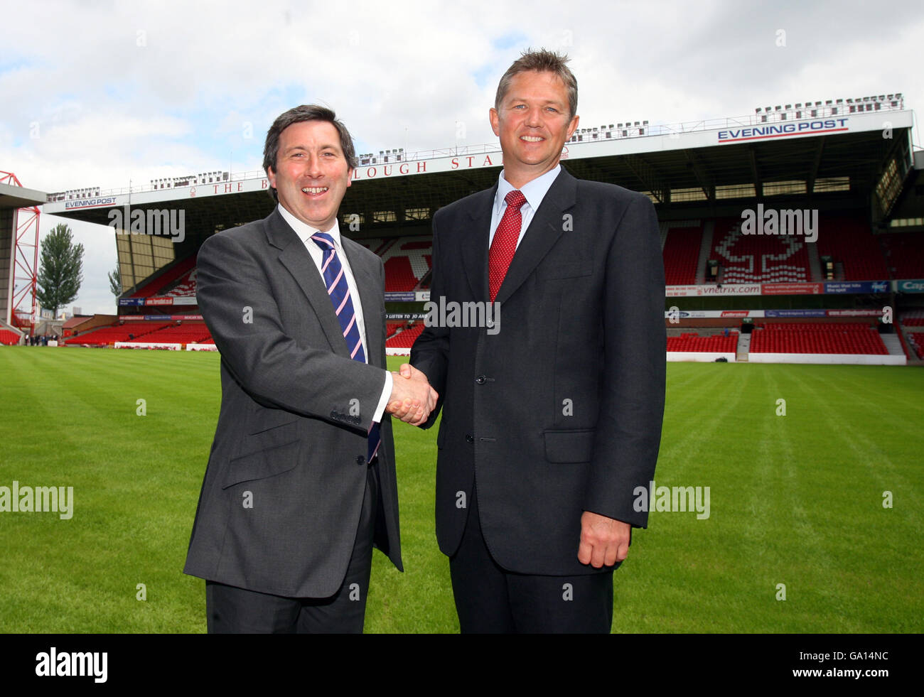 Nottingham Forest chief executive Mark Arthur (r) and managing director of Wilson Bowden ...