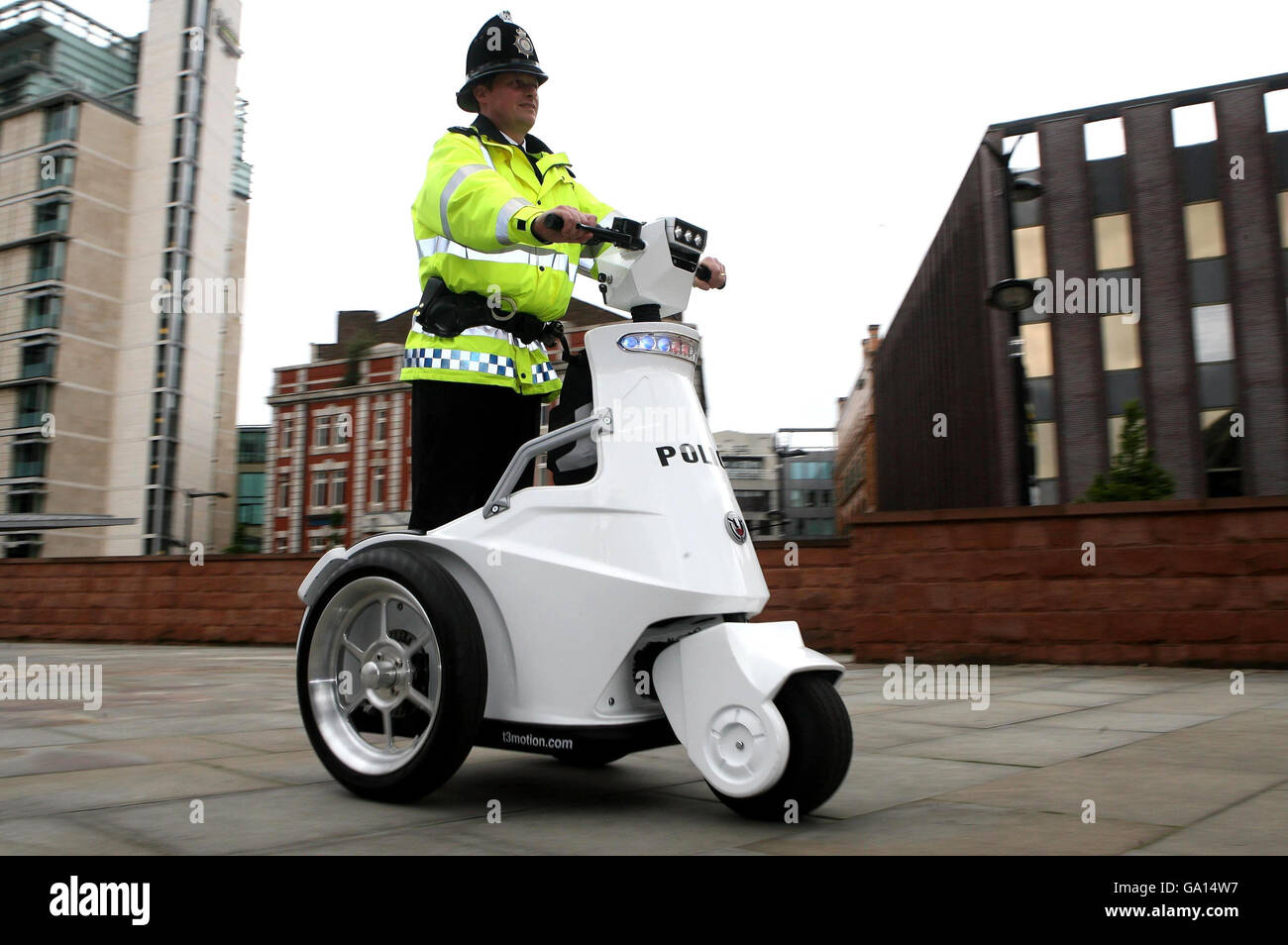 PC Colin Chamberlain of Greater Manchester demonstrates the T3 personal ...