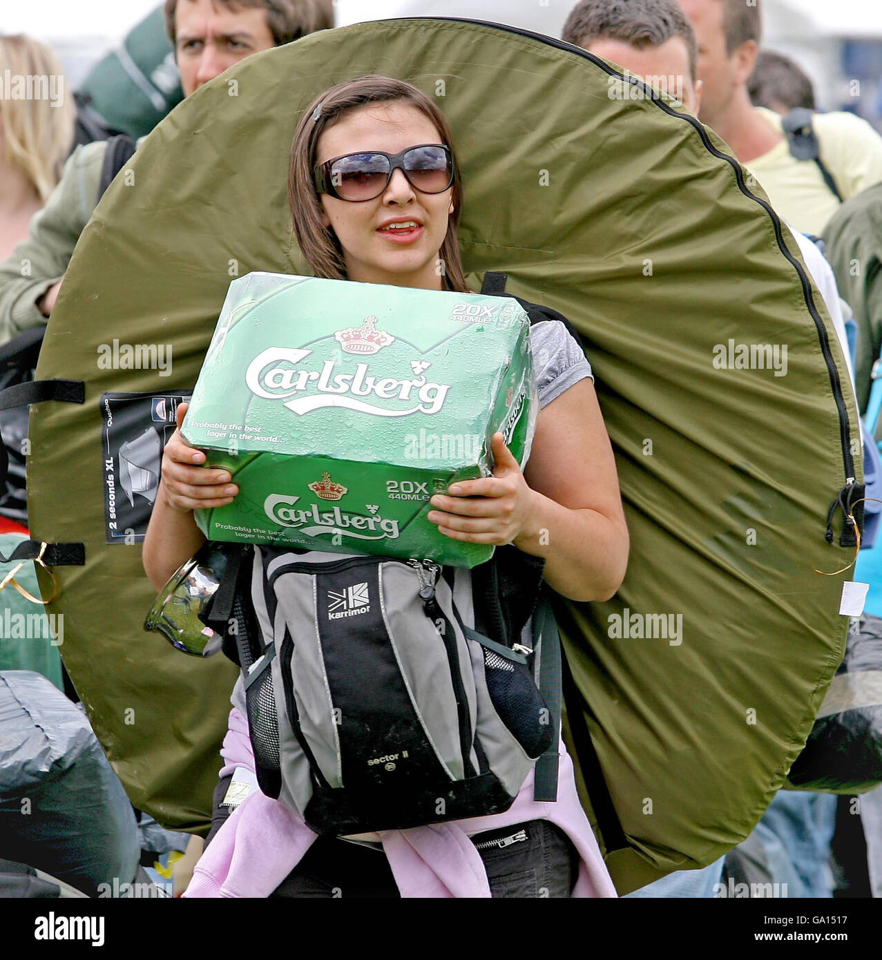 Festival Goers Arrive At The 2007 Glastonbury Festival At Worthy Farm