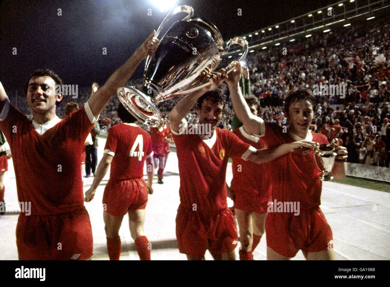 (L-R) Liverpool's Ray Kennedy, Terry McDermott and Jimmy Case celebrate ...