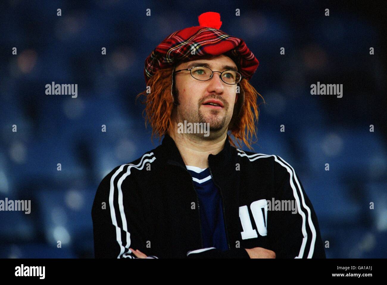 Scotland fan wearing the traditional tam shanter ginger wig hi-res ...