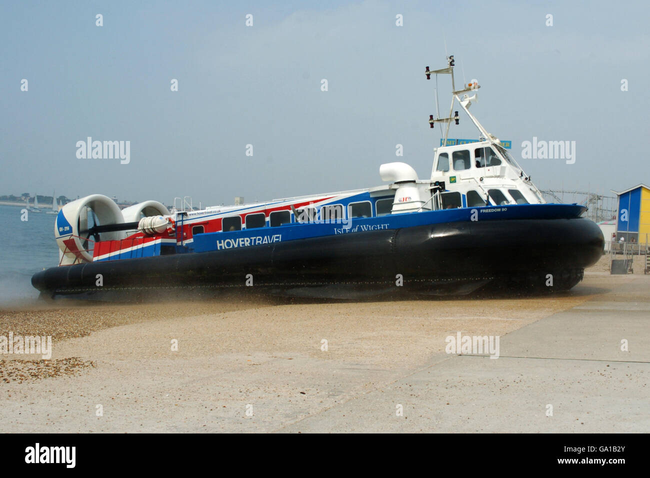One of Hovertravel's two hovercraft crosses the Solent between Southsea ...