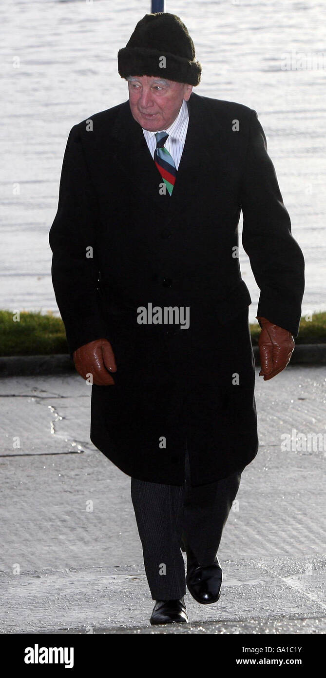 Former governor of the Falkland Islands, Sir Rex Hunt, arrives at the ...