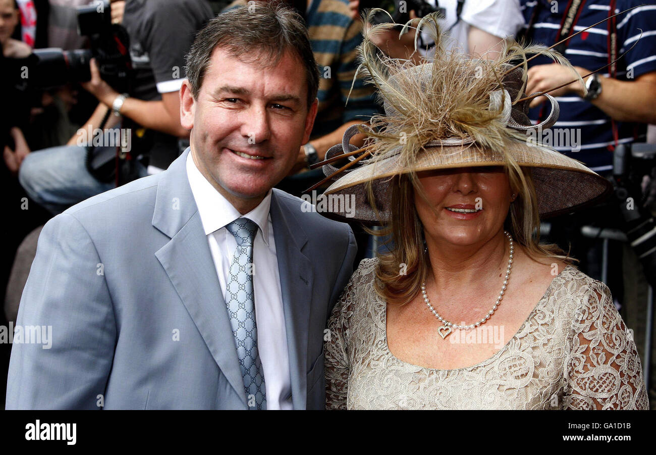Gary Neville Wedding - Manchester. Brian Robson and partner arrive for ...