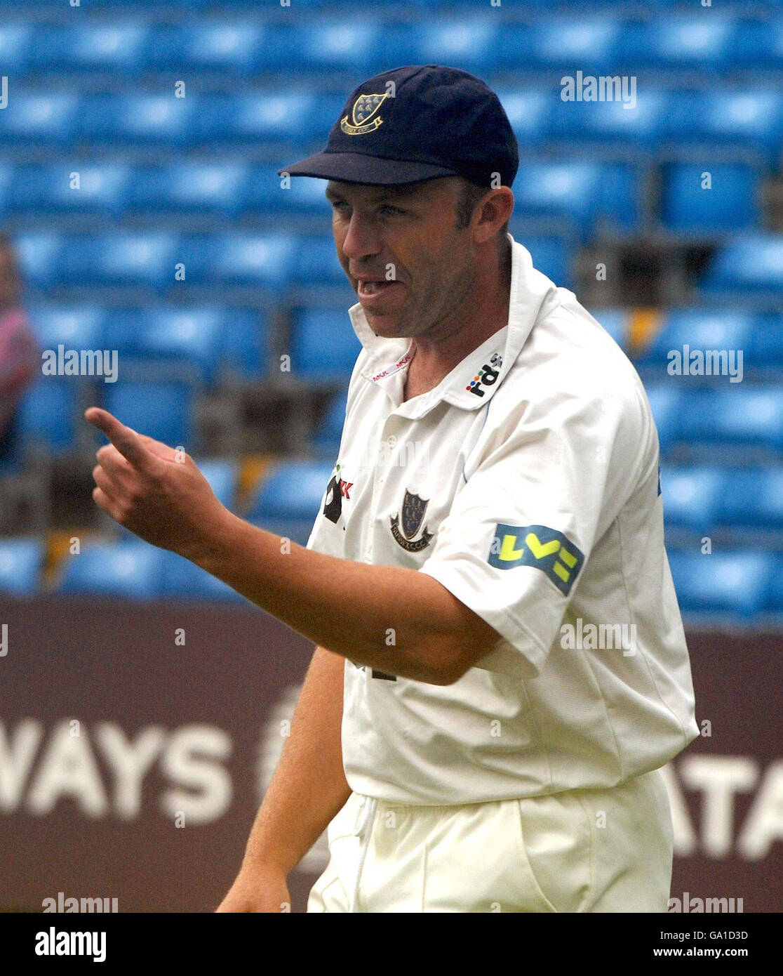 Sussex captain Chris Adams before the Liverpool Victoria County ...