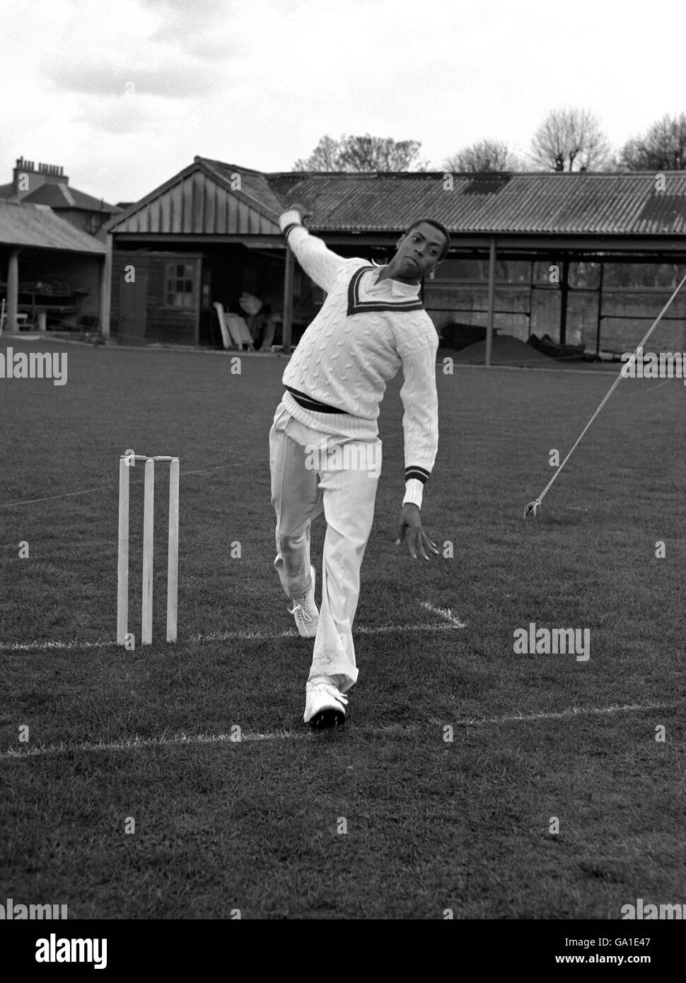 West indies cricketer lancelot gibbs Black and White Stock Photos ...