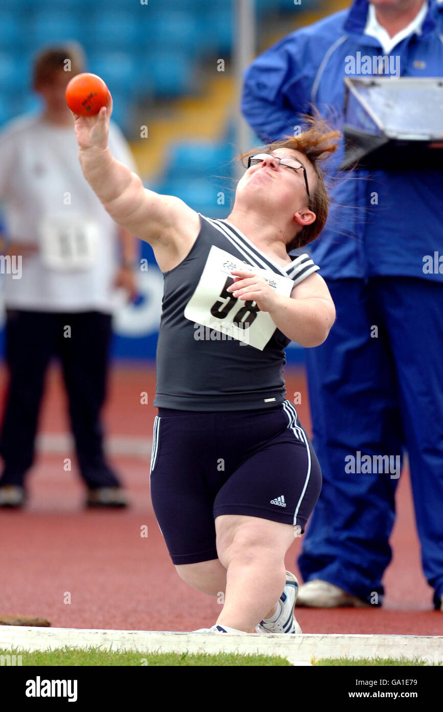 Britain's Kim Minett in action in the women's shot putt class 36,37,40 ...