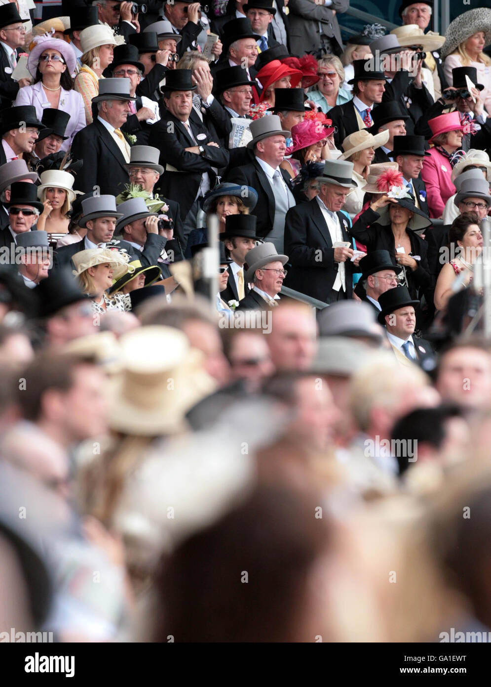 Race goers at the Ascot Racecourse, Berkshire during the first day of ...