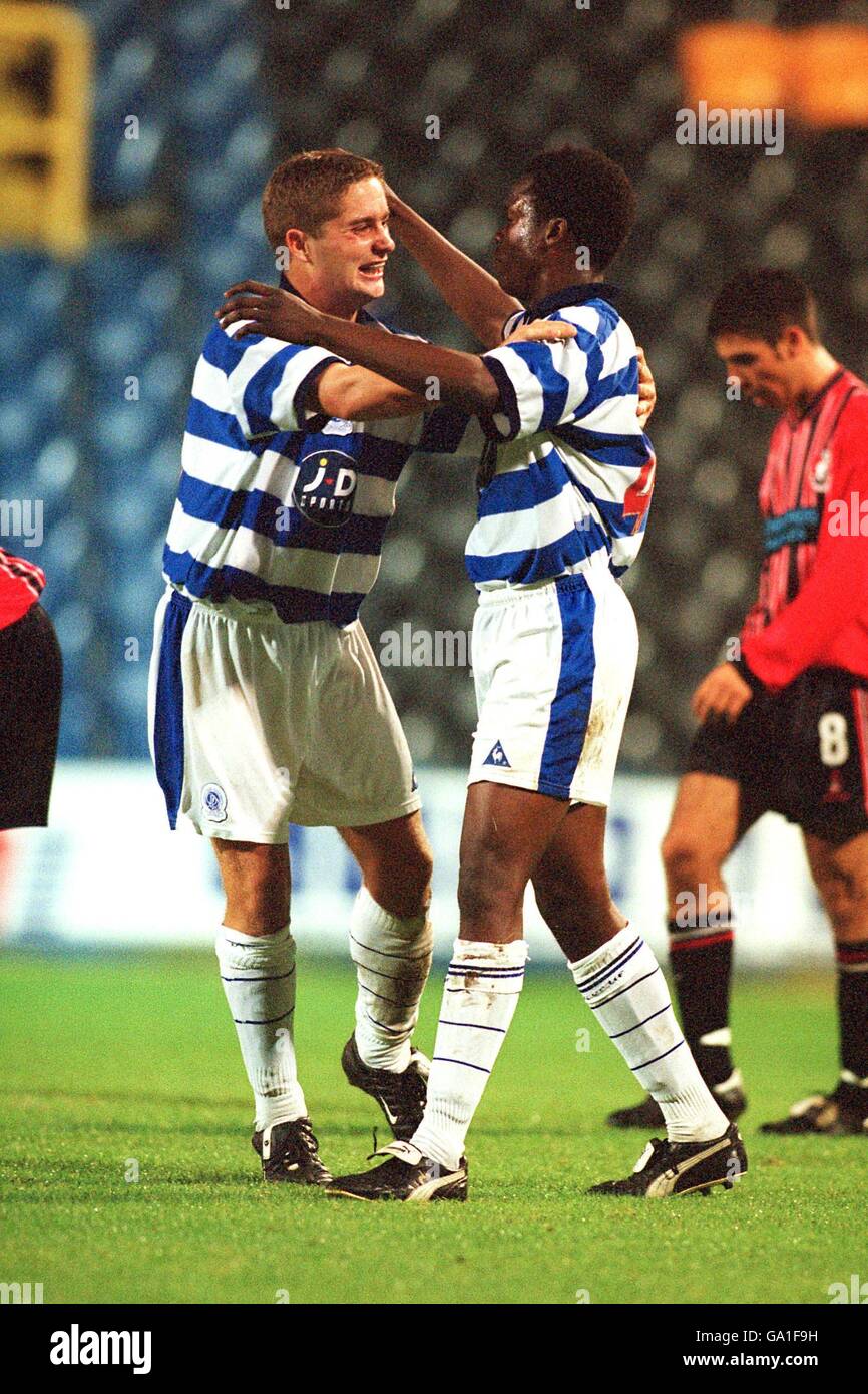 Queens Park Rangers' Brian Fitzgerald (l) congratulates teammate Marcus ...