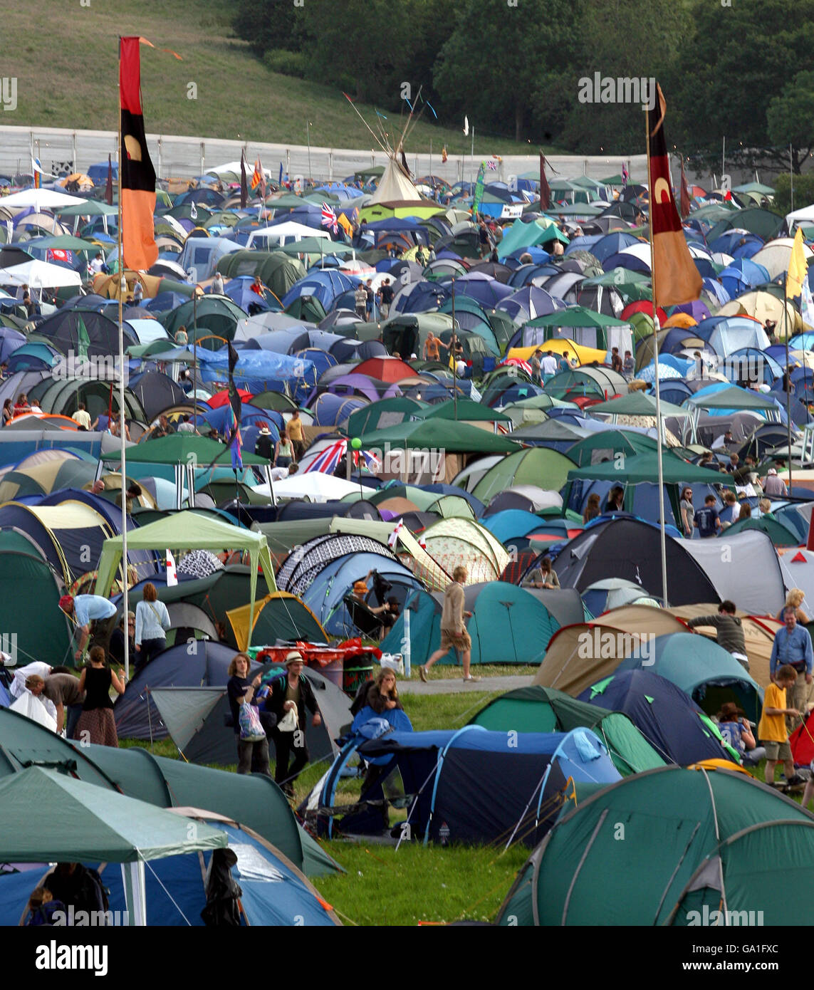 Crowd tents colours gv general view flags field High Resolution Stock ...