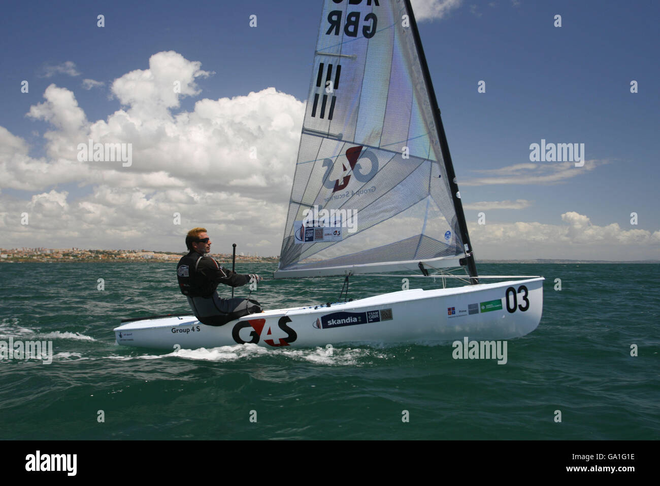 British Olympic Sailing Team hopeful Ed Wright in action in his Finn ...