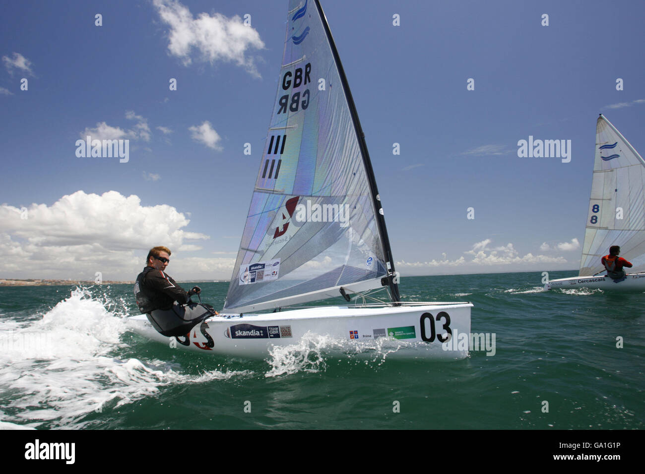 British Olympic Sailing Team hopeful Ed Wright in action in his Finn ...