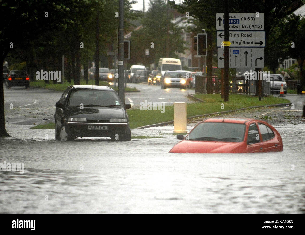 A car is submerged on boothferry road in hull hi-res stock photography ...