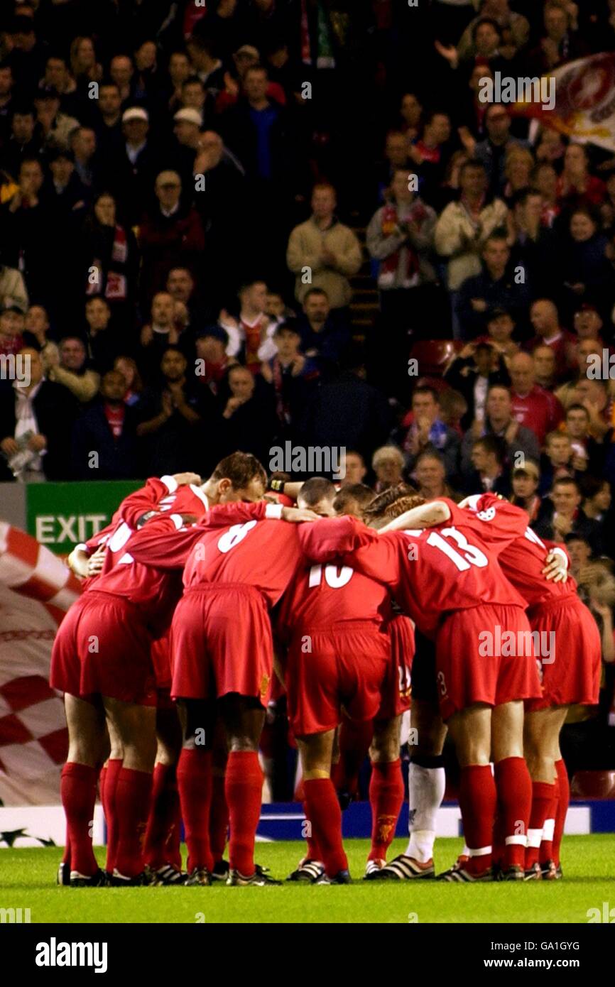 The liverpool team group before the uefa champions league hi-res stock ...